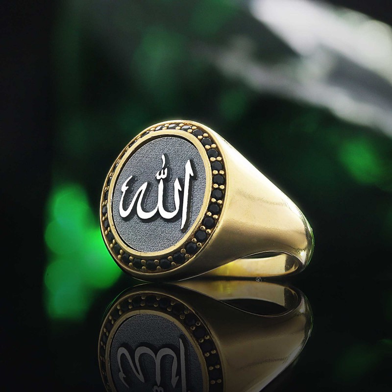Unique Design Oval Stone 925 Sterling Silver Islamic Allah Women Ring