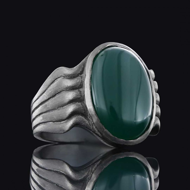 Stone Men Silver Ring